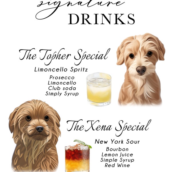 Signature Cocktails for Wedding Drink Menu Wedding Cocktail Names for ...