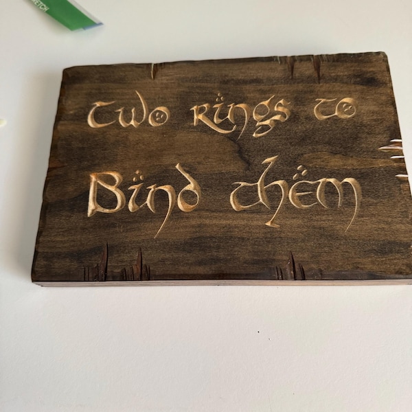 Two Rings to Bind Them Sign Engraved Rustic Wood Wedding Sign With ...