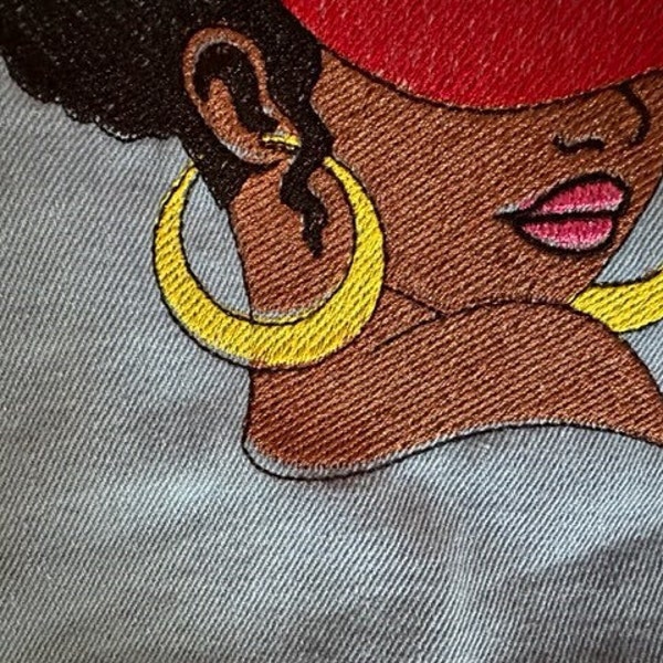 Afro Woman Embroidery Design, Afro Woman Face Embroidery Design ...