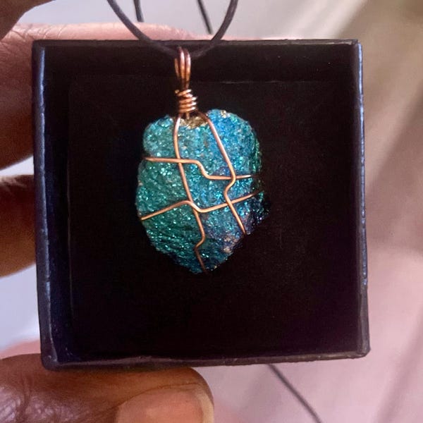 Chalcopyrite (peacock Ore)/ Bornite Raw Stone Wire Wrapped Pendant With ...