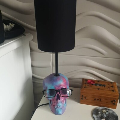 Silver & Black Splatter Skull Lamp // Skull Decor // Skull Lamp ...
