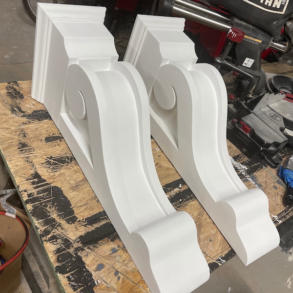 LARGE, Wood Corbels, Rustic White, Solid Wood 199.00 /pair, 6”W X 9”D X ...