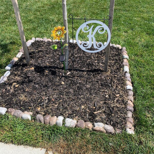 Initial Monogram Sign - Initial Garden Flag - Last Name Initial Wall ...