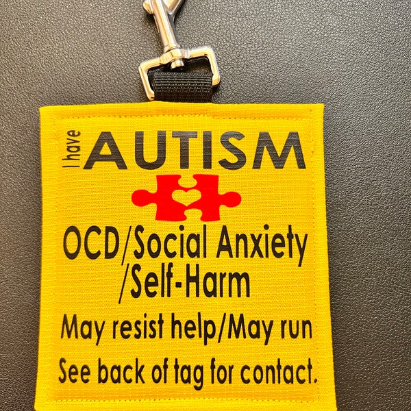 Autism Alert Hang Tag, Personalized Medical Alert Hanging Patches ...