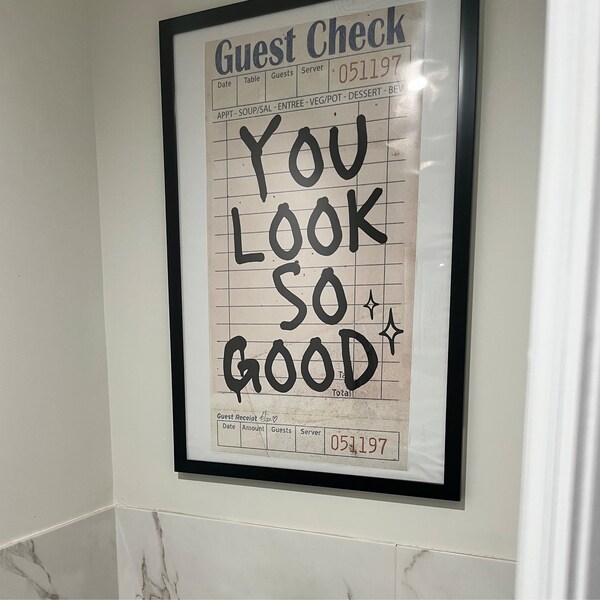 Guest Check Print Trendy Wall Art Guest Check Poster Retro Wall Art ...