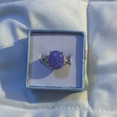 Purple Fire Opal Statement Ring See Colorful Fire on Video - Etsy