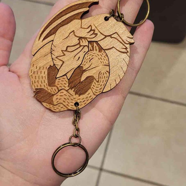 Interlocking Fox and Dragon Keychains - Friendship or Relationship ...