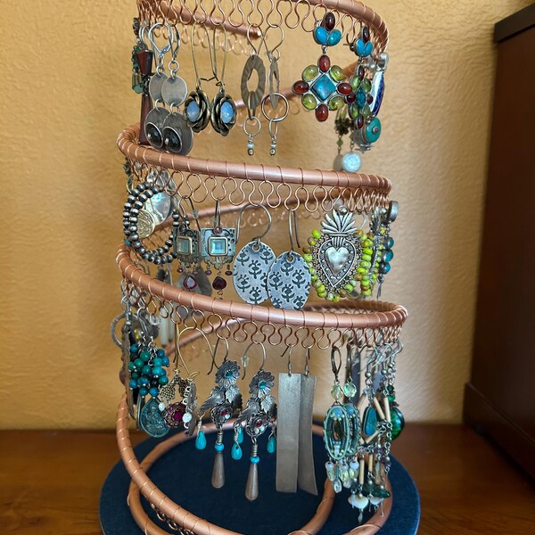 Earring Tree 2 Arm, Copper Spiral Earring Holder That Holds Both ...