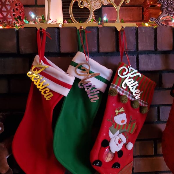 Christmas Stocking Name Tags Personalized Stocking Wood Letters Custom ...