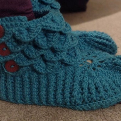 CROCHET PATTERN: Dragon Slippers Crocodile Stitch Boots adult Sizes ...