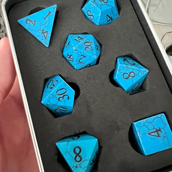 Full Dnd Dice Set Satin Finish Dice Rainbow Matt Glass Dnd Gift D20 ...