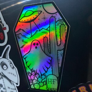 Holographic Sticker Coffin Sticker Ghost Cactus Flying | Etsy