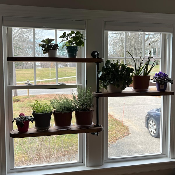 Swivel Shelf With Drip Groove for Window or Wall, Industrial Pipe Shelf ...