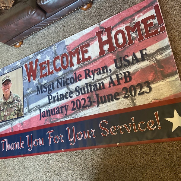 Custom Military Welcome Home Printed HD Banner Sign Complete With Hem ...