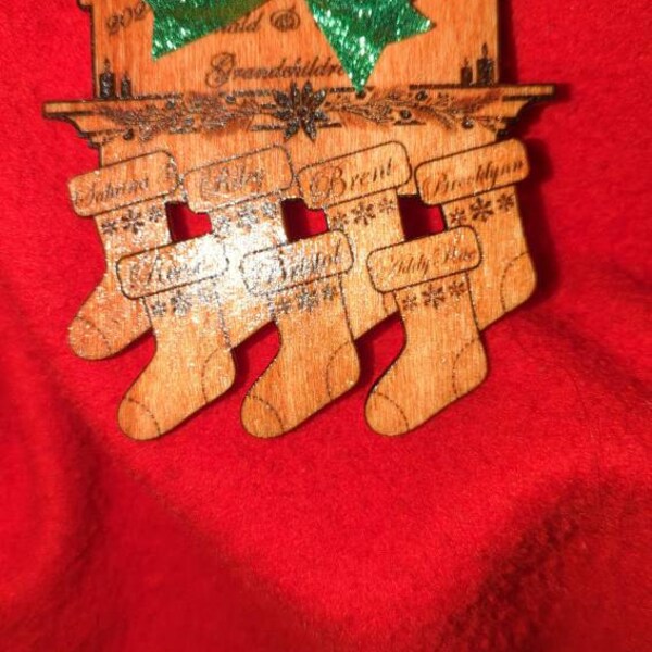 Family, Group Christmas Tree Ornament, Stockings on Fireplace 2-15 ...