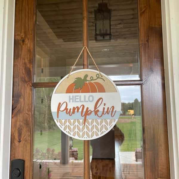 Fall Door Hanger | Fall Door Sign | Fall Door Decor | Hello Pumpkin ...