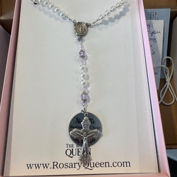 Personalized First Communion Rosary, Girl Rosary, Custom Engraved Name ...