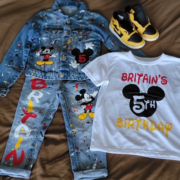 Kids Custom Characters Denim Jean Birthday Outfit - Etsy
