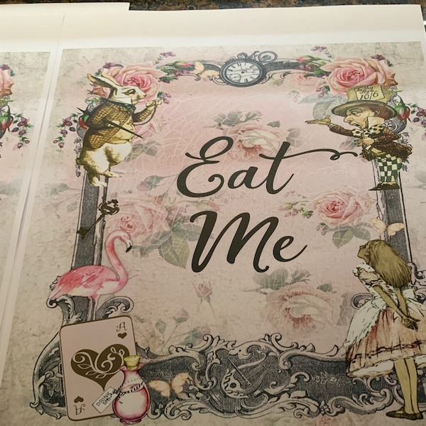 Two Printable Alice in Wonderland Party Food Signs - Drink Me & Eat Me ...