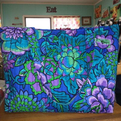 Spring Quilted Zippered Kaffe Fassett Tan and Pink Bag - Etsy