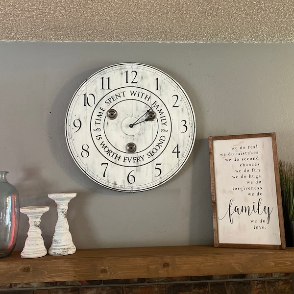 32 Inch Cable Wire Spool Clock / Farmhouse / Oversized Wall Clock ...