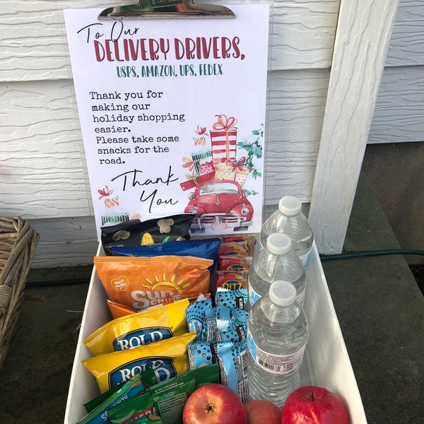Delivery Driver Sign, Essential Worker Thank You Snack Basket Treat ...