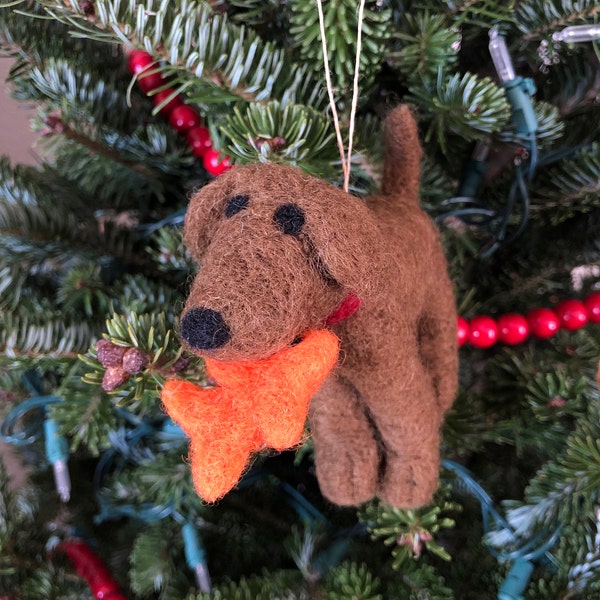 Felt Wool "beau" the Salmon Fishing Chocolate Lab Ornament-felted Wool ...