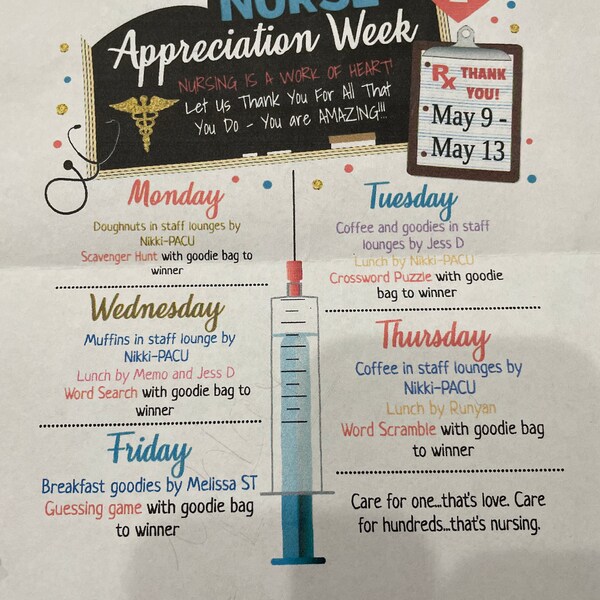Nurse Appreciation Week Itinerary Template: Editable Weekly Schedule ...