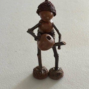Oakie Acorn Elf Couple Sitting on a Log, Talking. A Figurine That Would ...