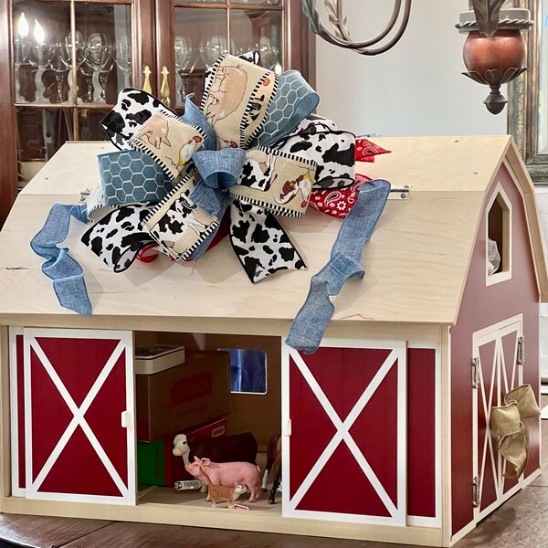 Farmhouse Bow, Cow Bow, Rustic Bow, Country Bow, Farmhouse Decor ...