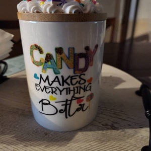 Custom Ceramic Candy Jar With Lid, Motivational Gift, Custom Candy Jar ...