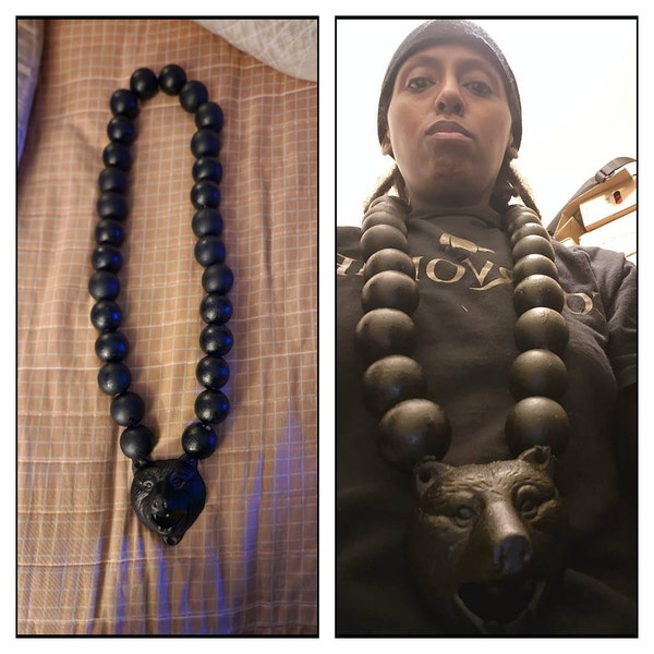 Royal Chief Oversized Wooden Bead Necklace, Akuma Wooden Bead Necklace ...