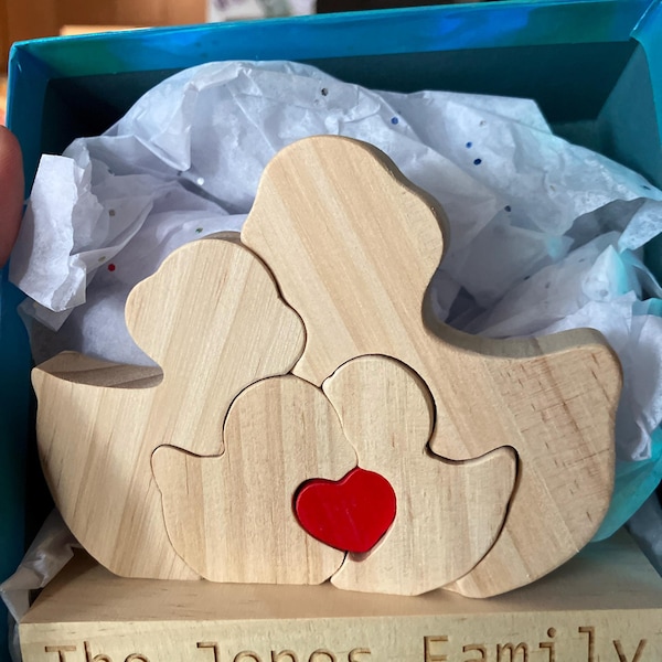 Custom Wooden Tree Family Puzzle-engraved Family Name Puzzle-love Grows ...