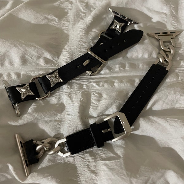 Punk Goth Leather Apple Watch Band: Studded Iwatch Wristband for Iwatch ...