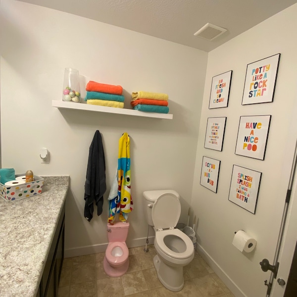 Colorful Kids Bathroom Printable Signs, Set of 9, Rainbow Colors ...