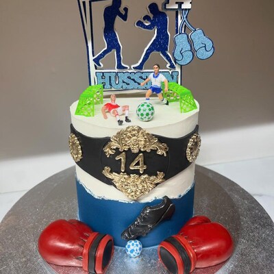 Boxing Boxer Sport Cake Topper Personalised Any Name and Age Glitter ...