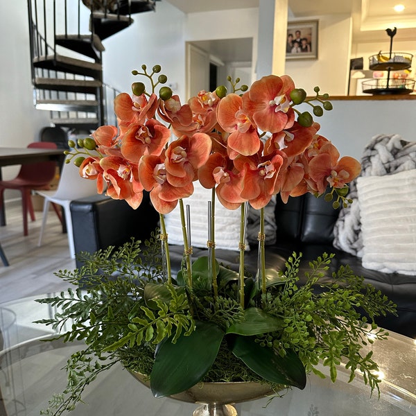 Realistic Red Orange Fake Flower Bouquet, Real Touch Roses, Outdoor ...