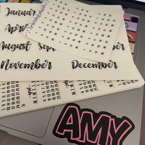 Months Stickers January December Script Font Monthly Title Planner ...