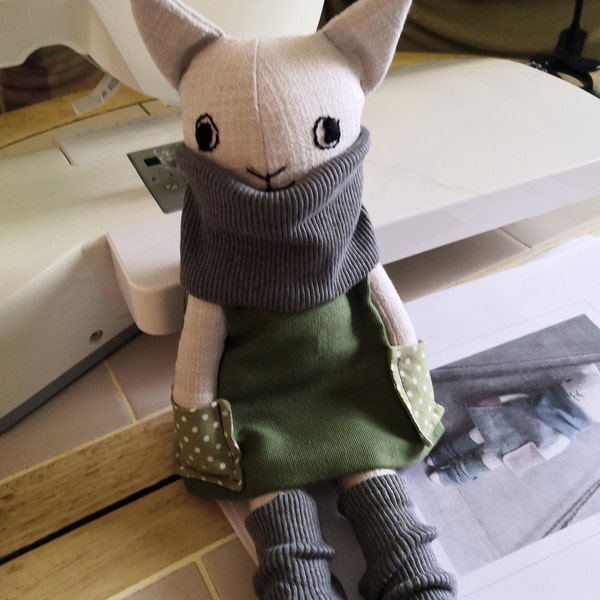 Cat sewing pattern, 12 stuffed cat doll with clothes, pdf tutorial ...