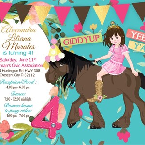 Cowgirl Birthday Party Invitation Horse Shabby Chic | Etsy