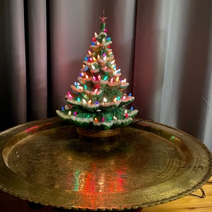 Wood Ceramic Christmas Tree Base With Light - Etsy