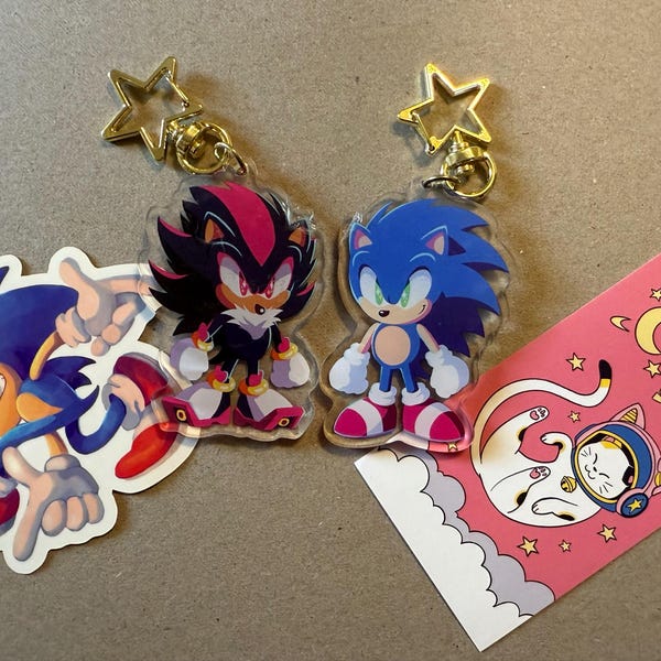 Sonic the Hedgehog and Shadow the Hedgehog Acrylic Keychains - Etsy