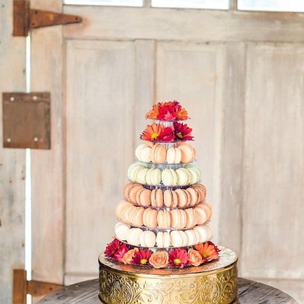 14" Embossed Round Cake Plateau, Gold Cake Stand, Metal Cake Stand ...