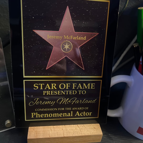 Personalized Walk of Fame Star Plaque: Custom Acrylic Award Plaque ...