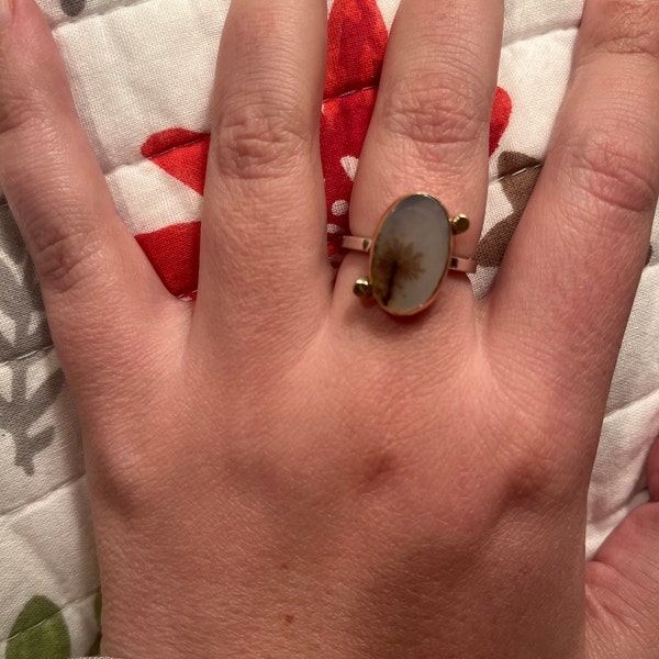 Turquoise Round Stone Ring With Textural Border and 24k Gold Keum-boo ...