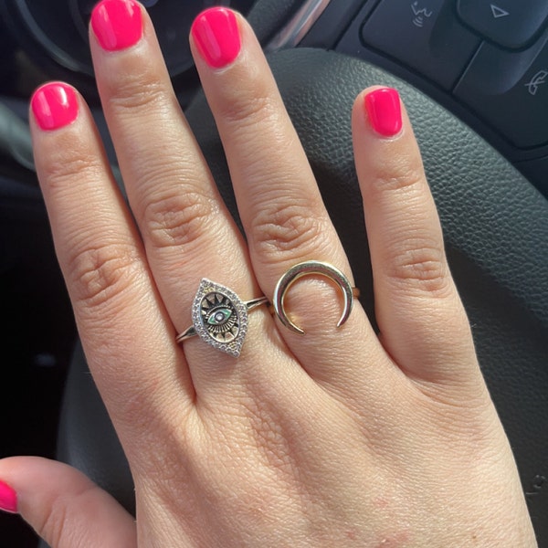 Gold Moon Ring - Minimalist Ring - Horn Ring - Dainty Ring - Delicate ...