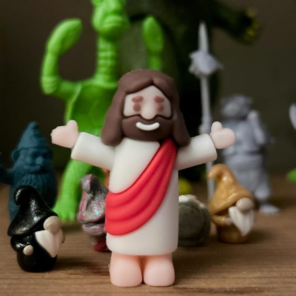 Open Arm Small Jesus Figurine W/red Sash, “everyone Needs a Little ...