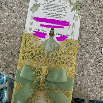 Rose Gold Hand Mirror Quinceanera Invitation, Mirror Invitation ...