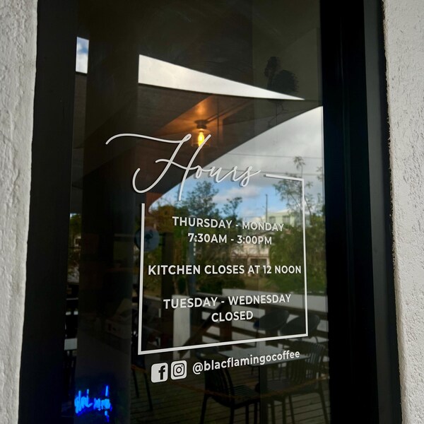 Custom Storefront Window Welcome Sign With QR CODE | Business Hours ...