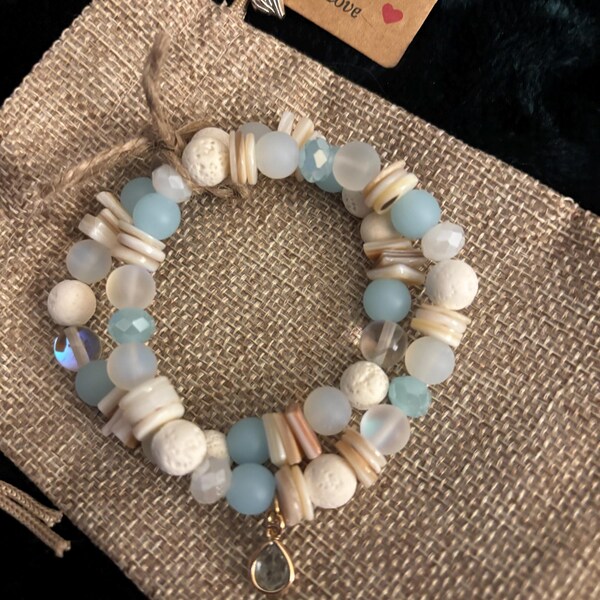 2pcs Coastal Bracelets, Boho Beachy, Surfer Bracelets, Seashell Bracelets, Girls Trip Gift ...